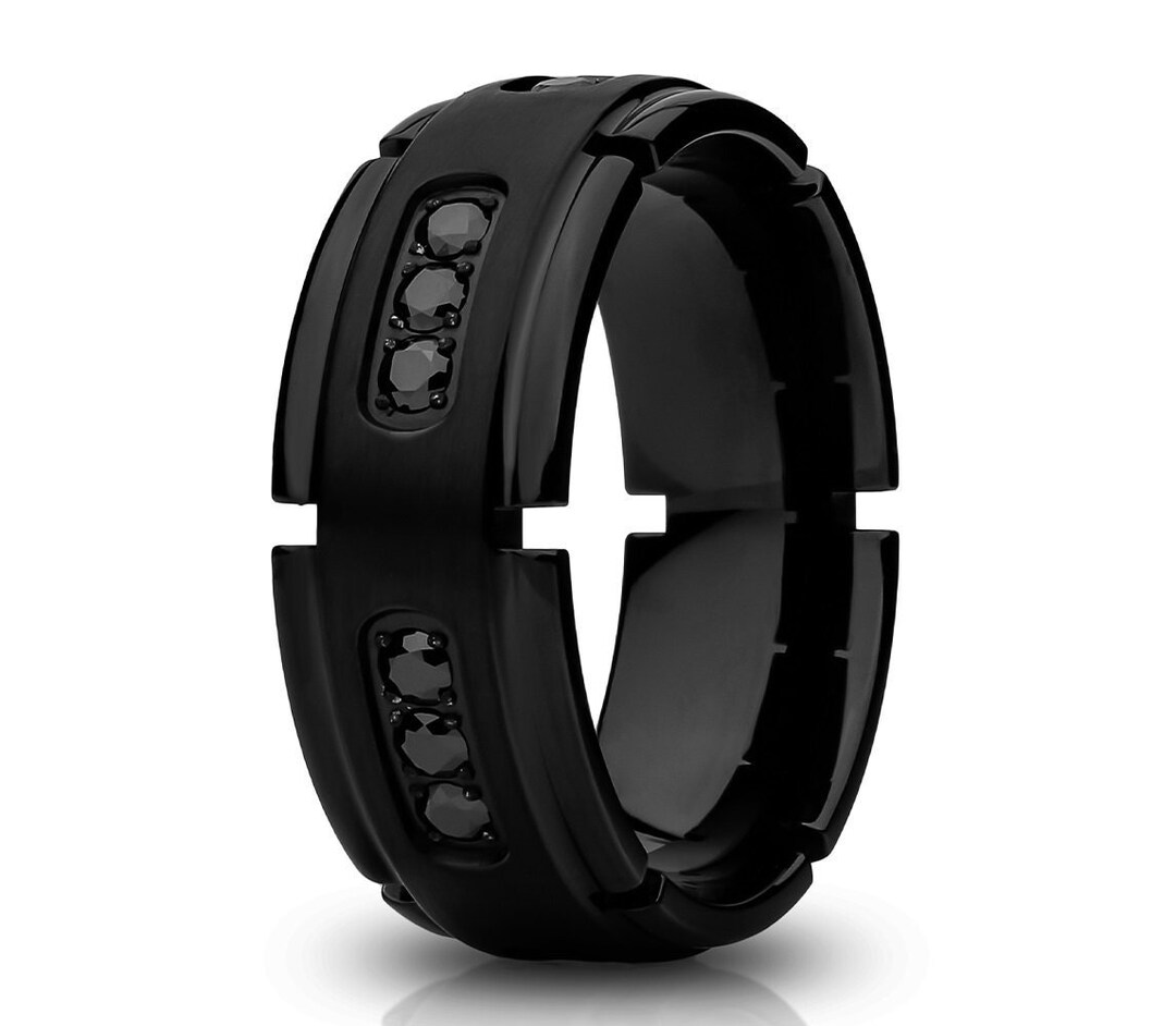 Black Wedding Ring,titanium Wedding Ring,black CZ Wedding Ring ...