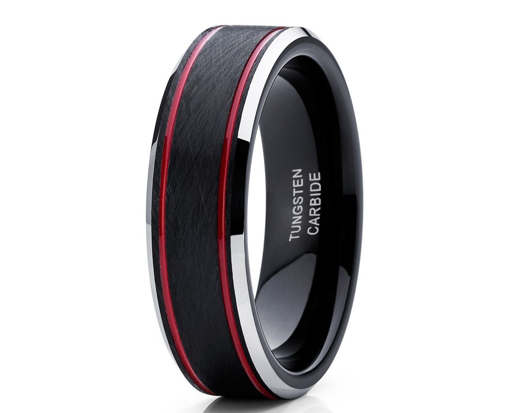 Red Tungsten Wedding Ring,red Wedding Ring,anniversary Ring,black ...
