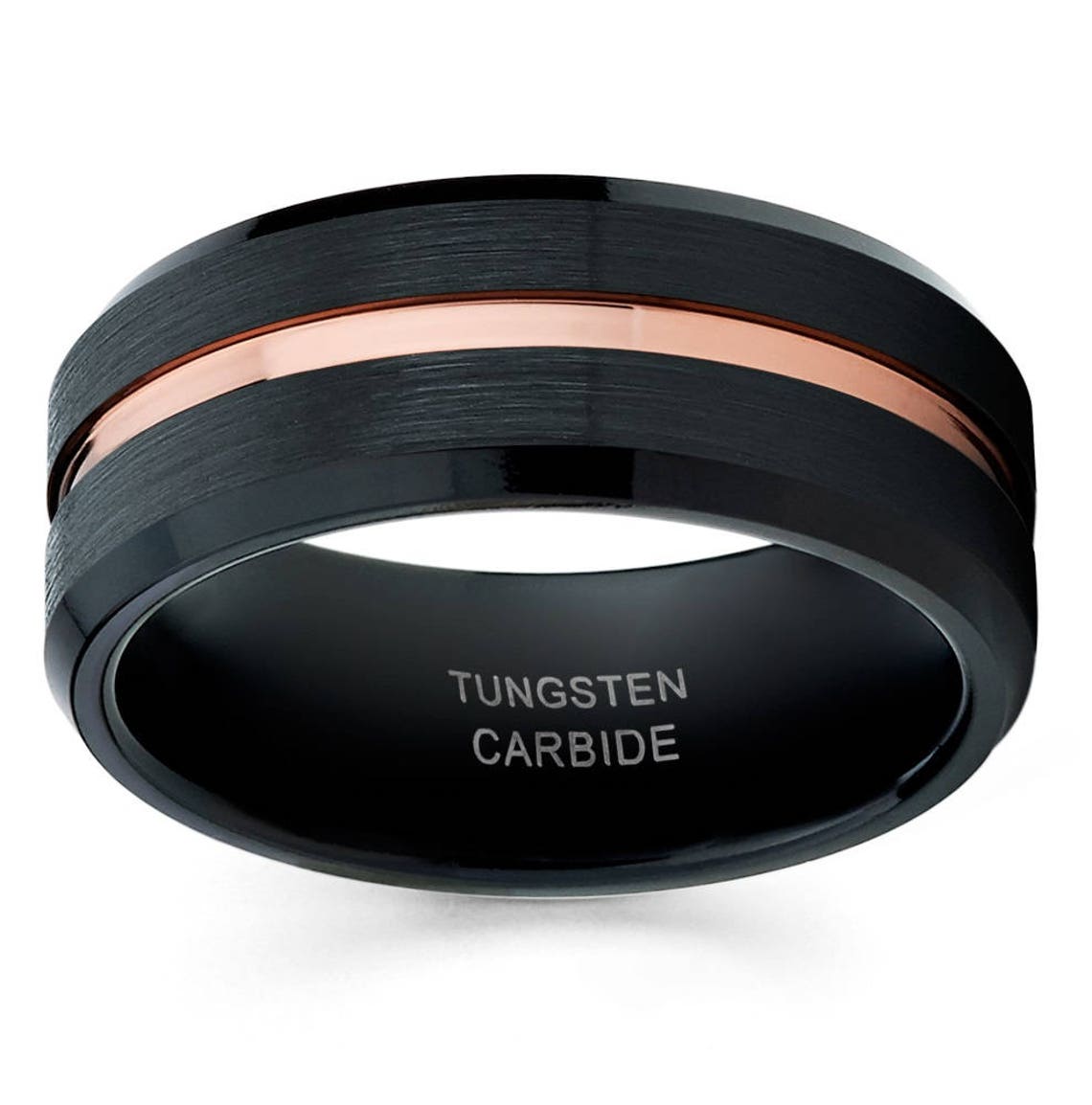 Black Tungsten Ring Rose Gold Tungsten Wedding Ring 18k Rose - Etsy