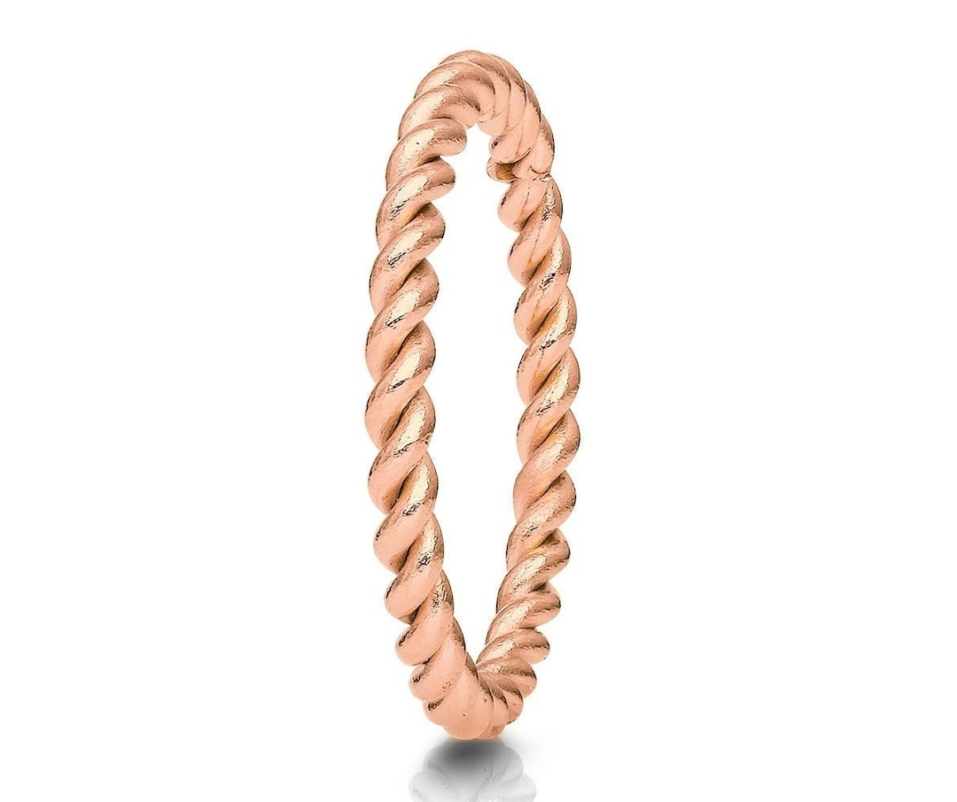 Rose Gold Titanium Braided Ring,rose Gold IP Plated Wedding Band for ...