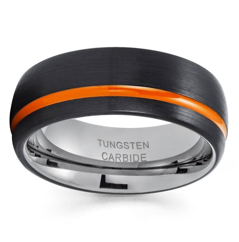 Orange Tungsten Ringorange Tungsten Wedding Bandmen & - Etsy