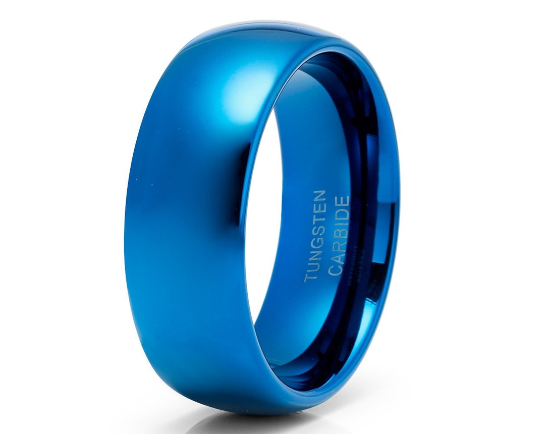 Blue Tungsten Wedding Ring,tungsten Wedding Band,tungsten Carbide Ring ...