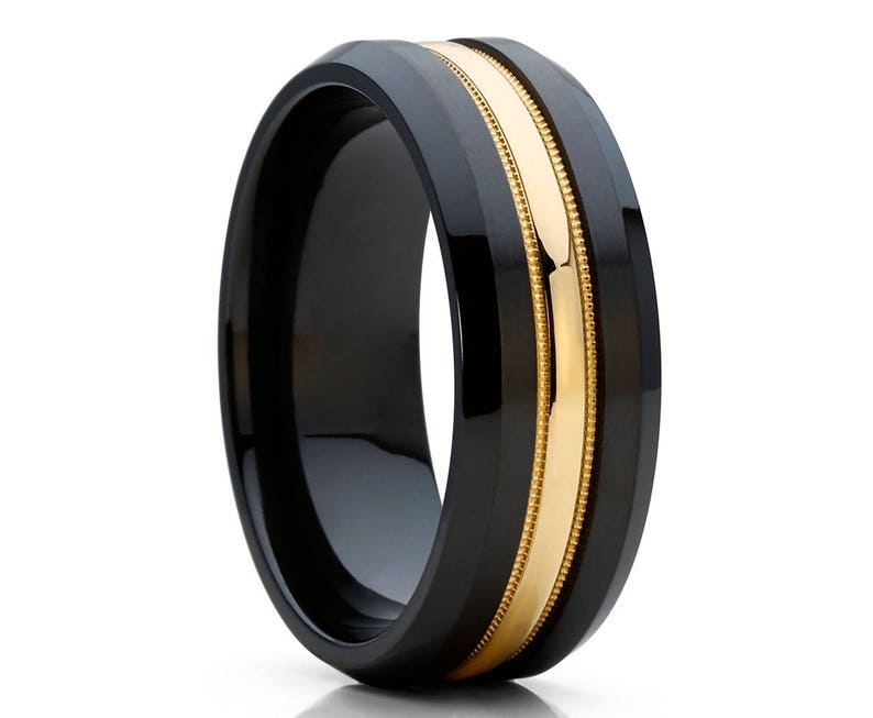 Zirconium Wedding Ringyellow Gold Wedding Bandman & - Etsy