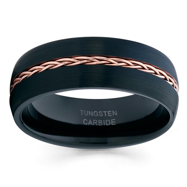 Rose Gold Tungsten Wedding RingsBlack Tungsten Wedding | Etsy