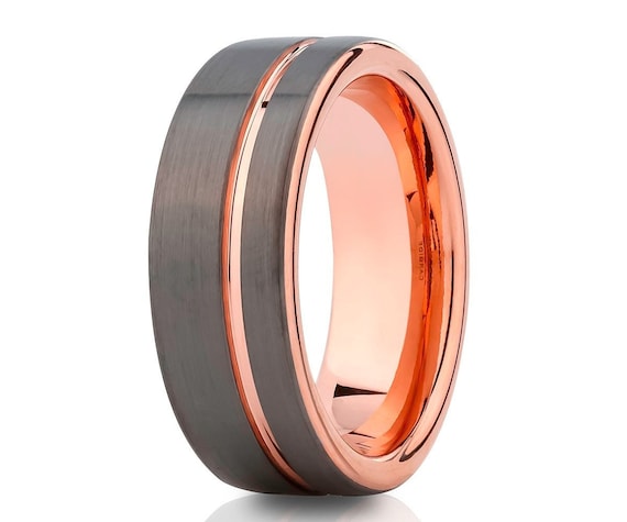 Rose Gold Tungsten Ringgunmetal Wedding Ringtungsten Carbide - Etsy