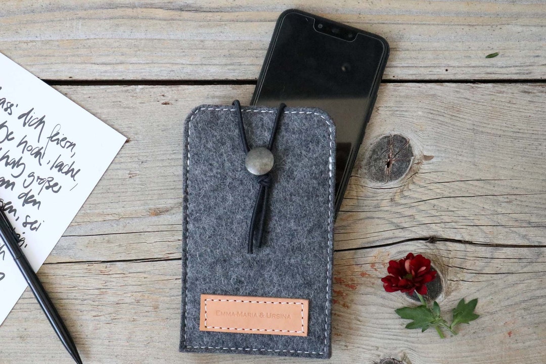 Mobile Phone Case Grey Felt With Leather - Etsy