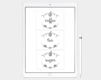 Tea Coffee Sugar Labels - Etsy