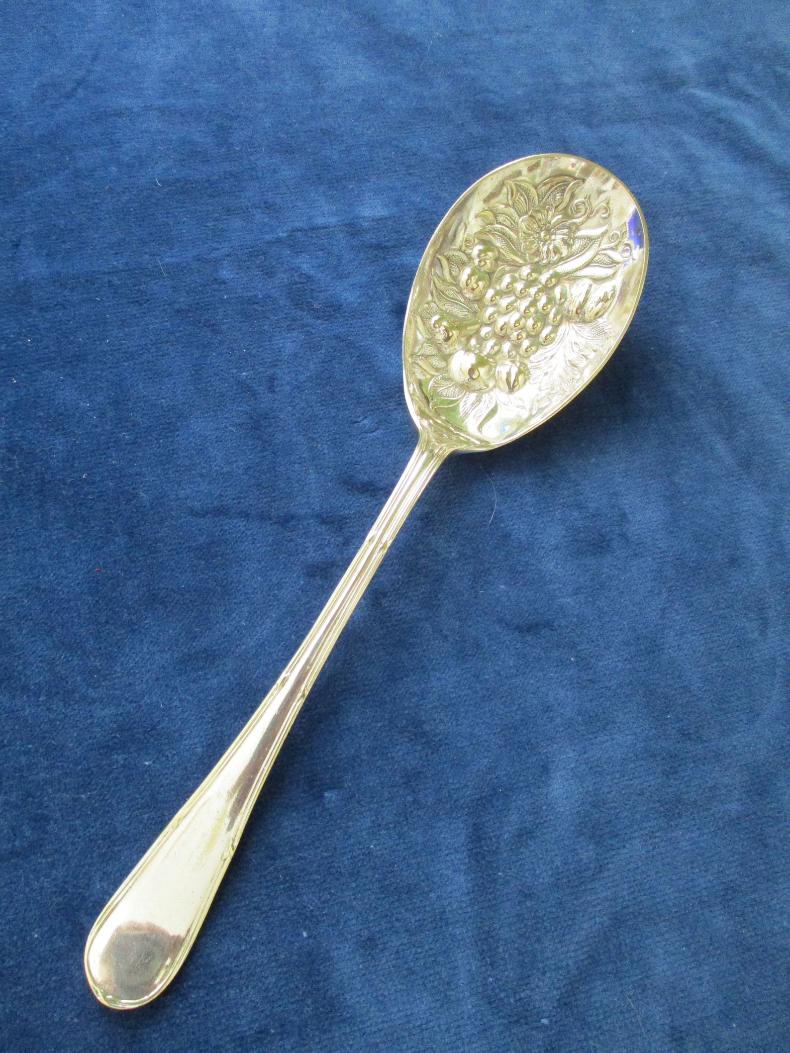 Antique EPNS Berry Spoon Silver Plate English fruit/flowers | Etsy