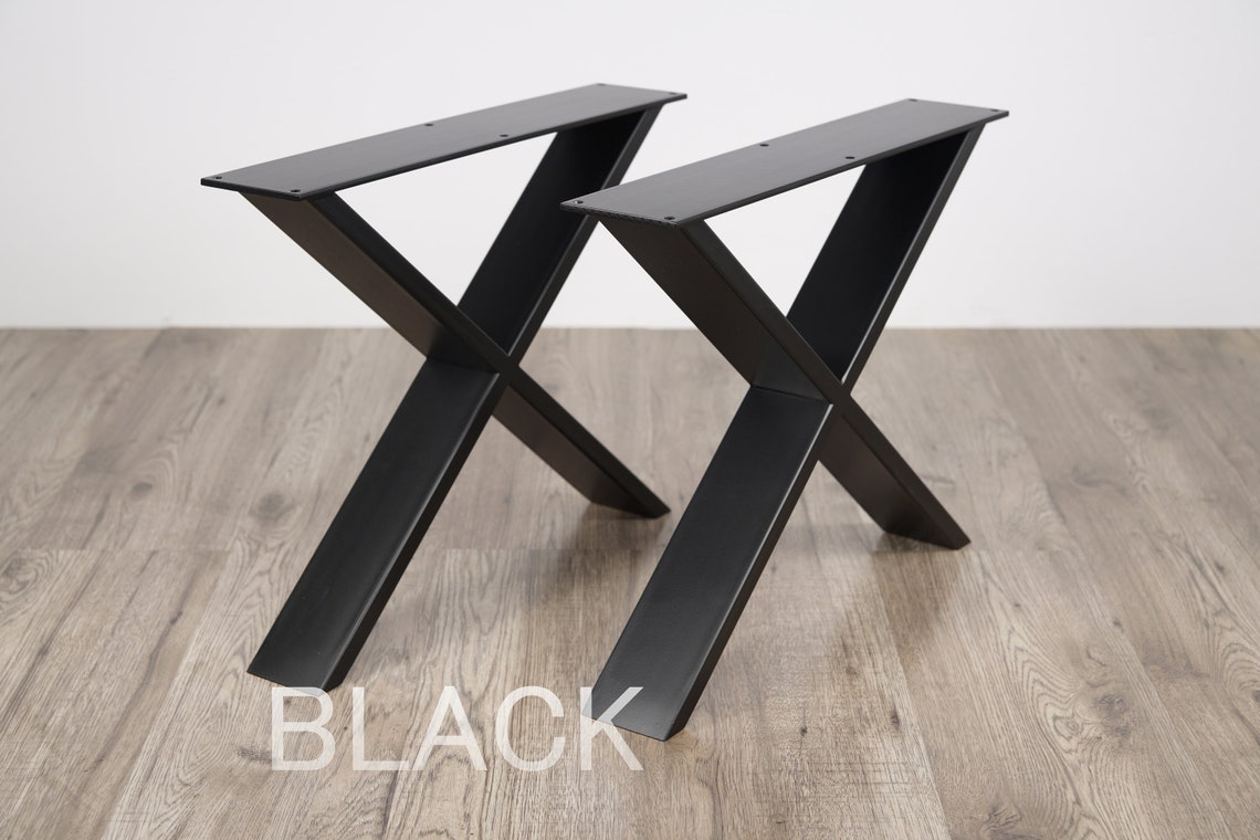 Metal Dining Table Legs / Bench Legs (set of 2) X-shape. Modern Steel ...