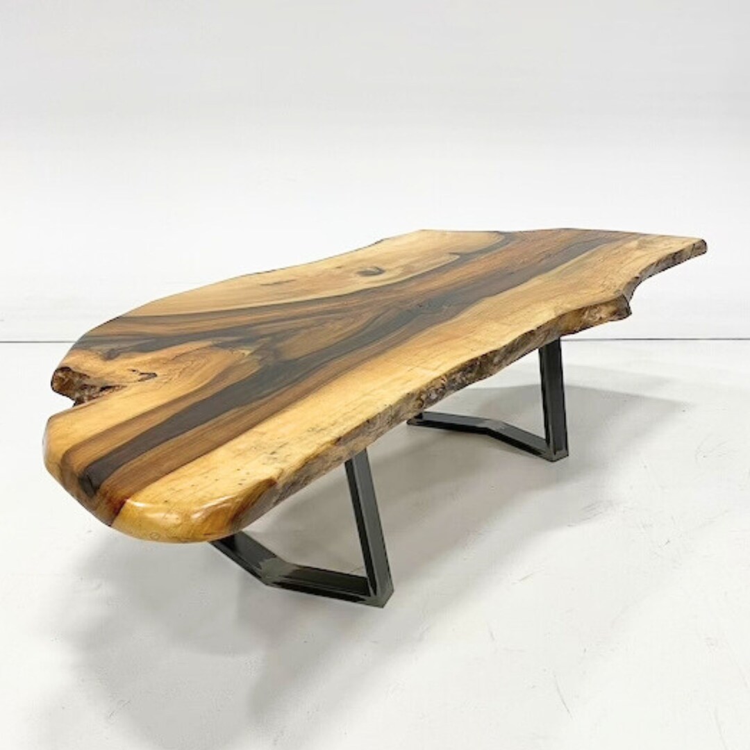 Metal Coffee Table Legs, Live Egde Coffee Table, Trapezoid Shape Accent ...