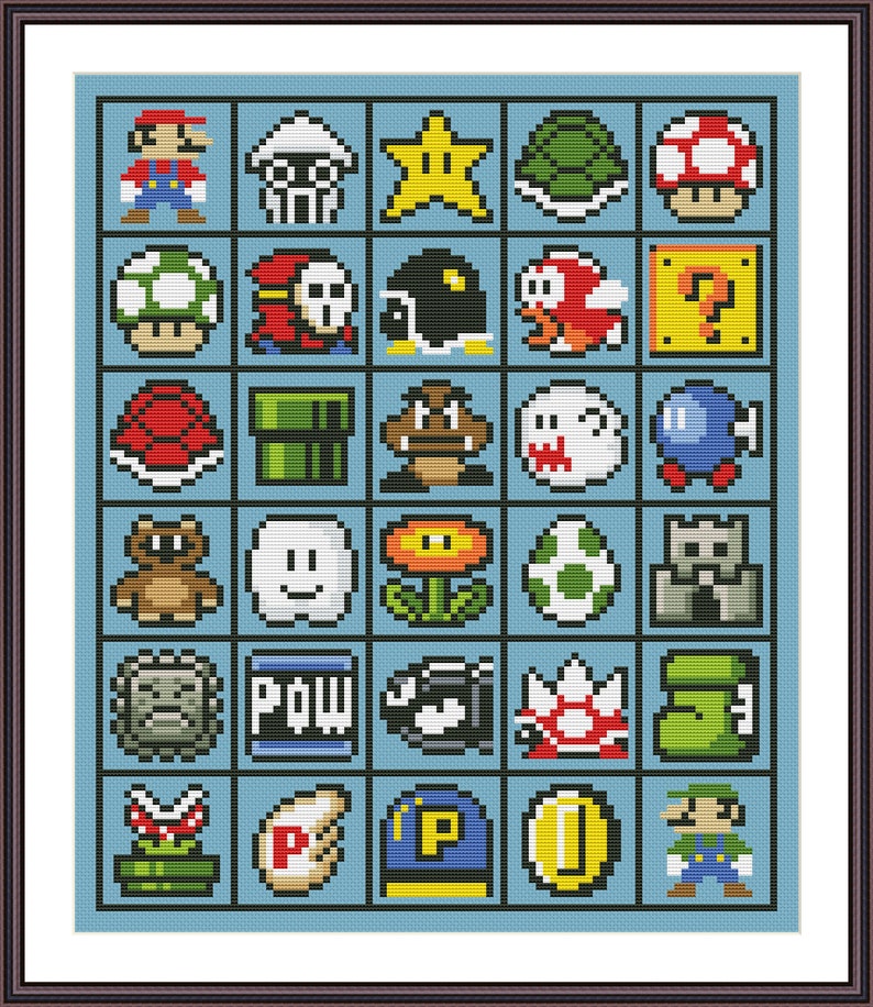 Super Mario Funny Modern Cross Stitch Pattern PDF Instant - Etsy