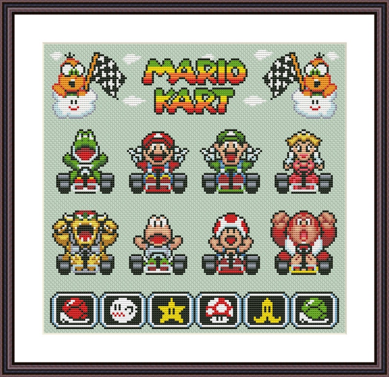 Super Mario Kart Cross Stitch Pattern PDF Instant Download Video Game ...
