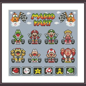Super Mario Kart Cross Stitch Pattern PDF Instant Download Video Game ...