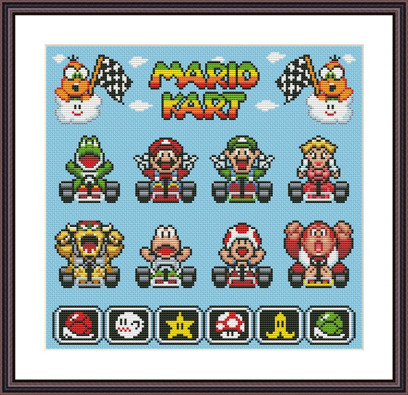 Super Mario Kart Cross Stitch Pattern PDF Instant Download Video Game ...