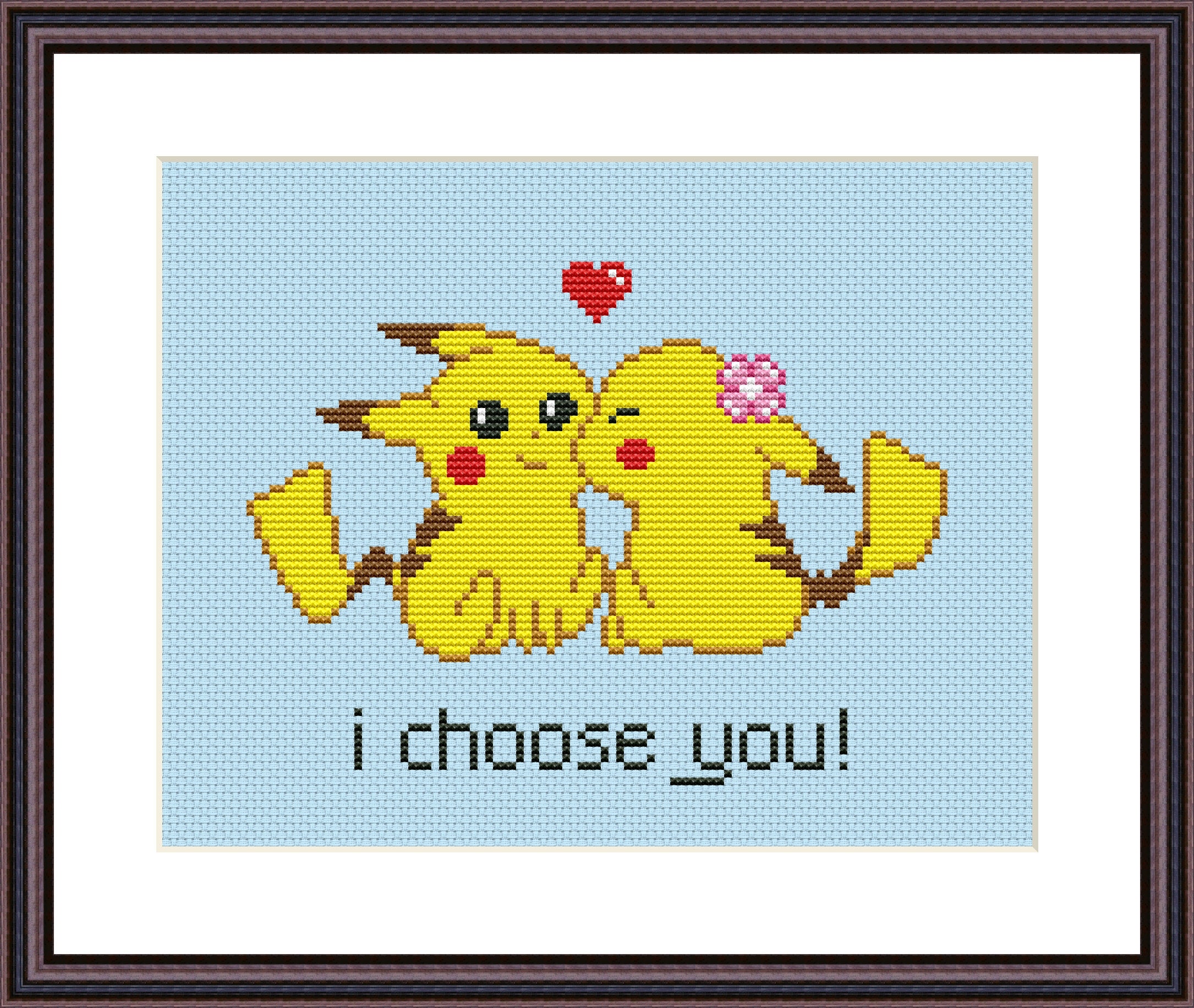 Pikachu Kiss Video Game Cross Stitch Pattern PDF Instant - Etsy
