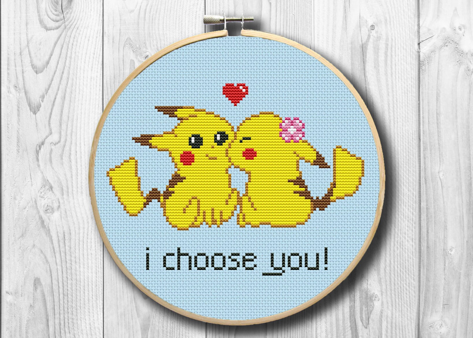 Pikachu Kiss Video Game Cross Stitch Pattern PDF Instant - Etsy