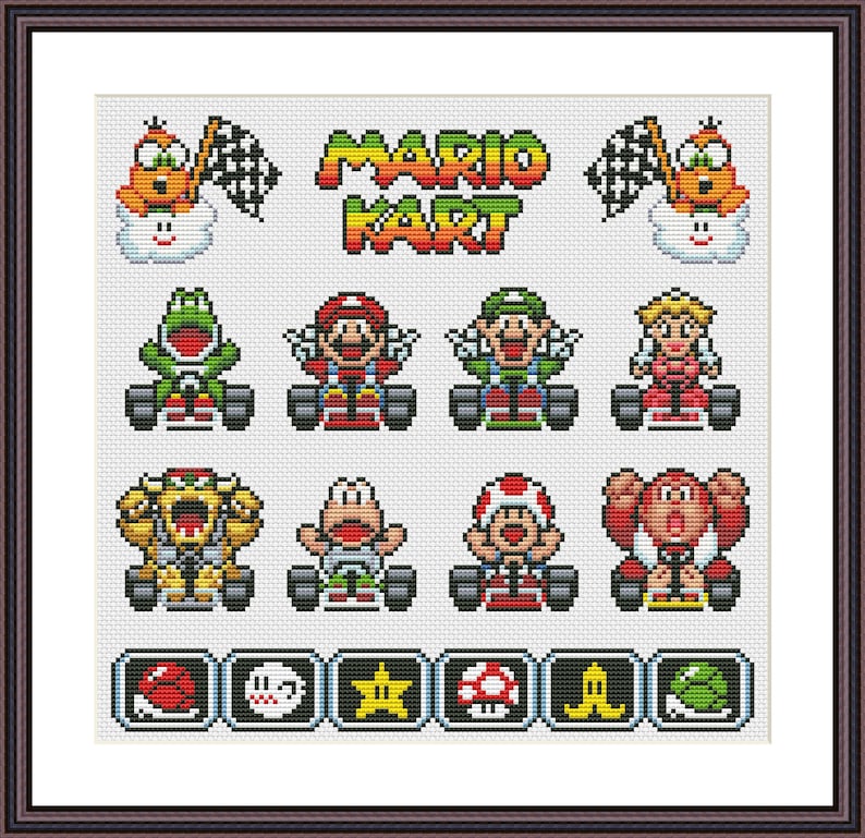 Super Mario Kart Cross Stitch Pattern PDF Instant Download Video Game ...