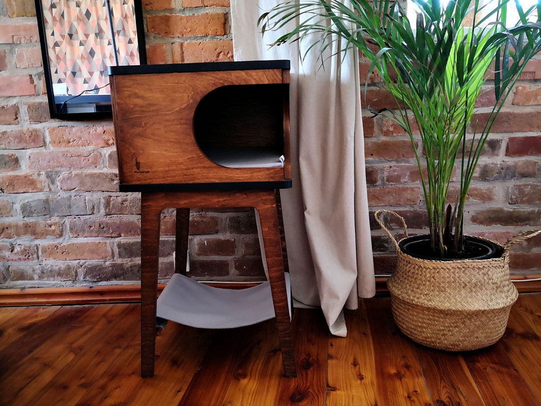 Retro Box With Hammock Beautiful Handmade Cat House for Two Cats From ...