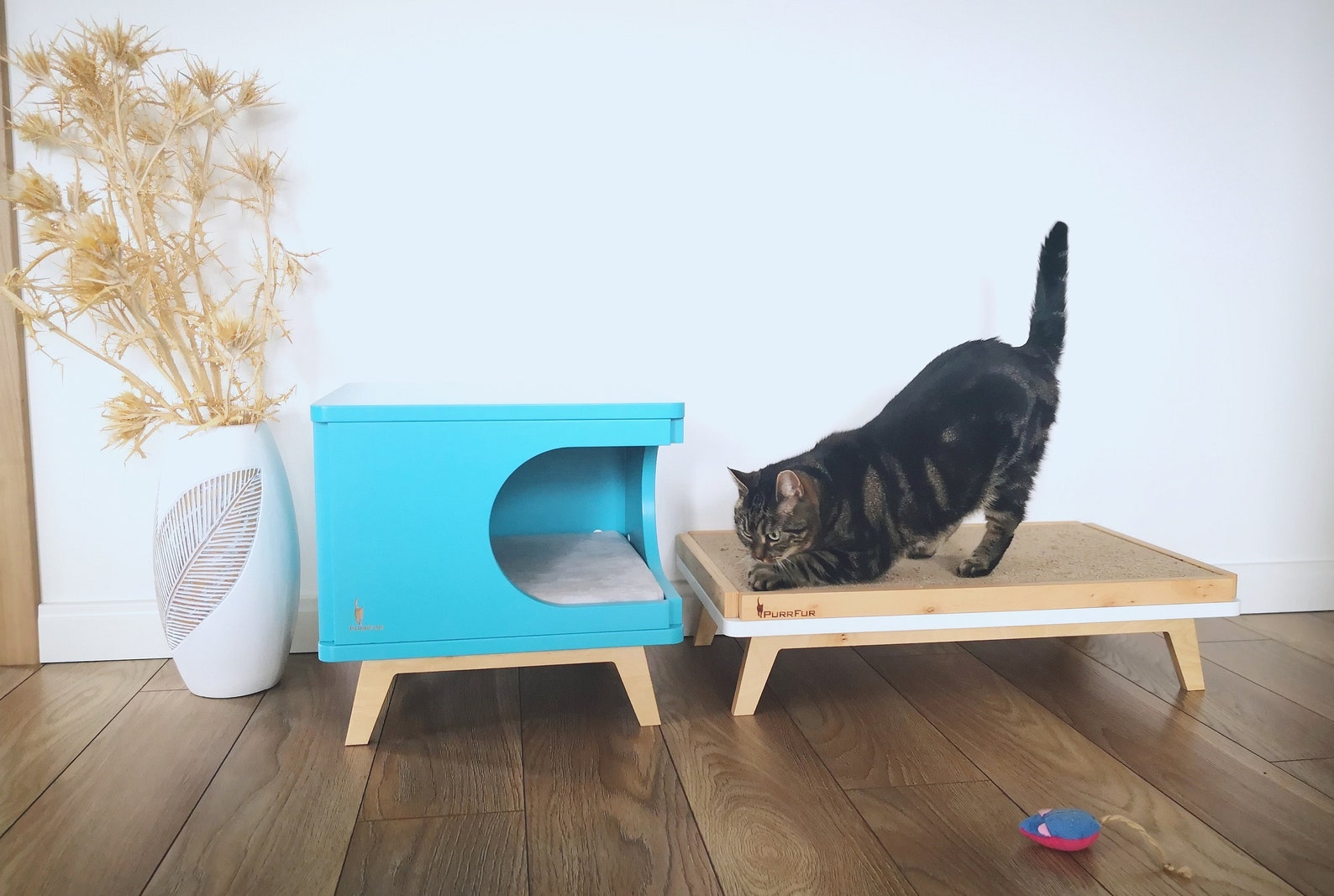 One of a Kind Bedside Cabinet Turquoise Blue Cat House Cat - Etsy UK