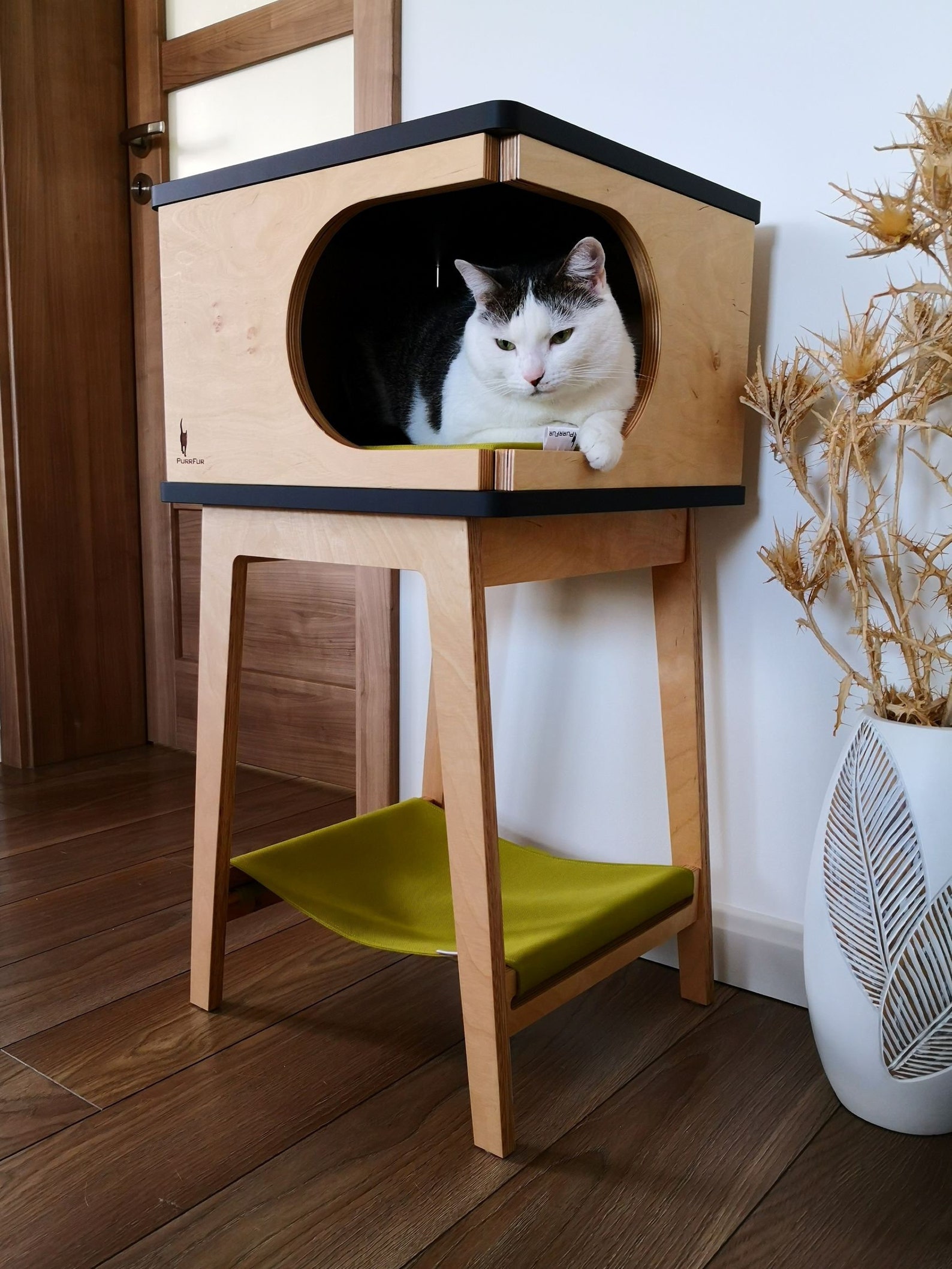 Retro Box with hammock beautiful cat plywood house for two | Etsy