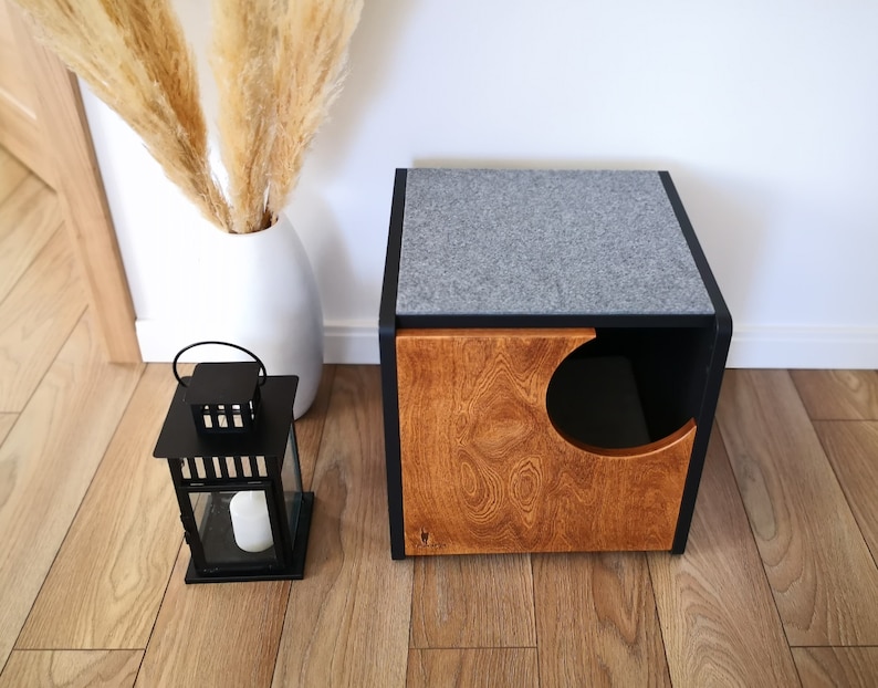 Cozy Cube Cat Cave Made From Plywood in Walnut Finish by Purrfur - Etsy