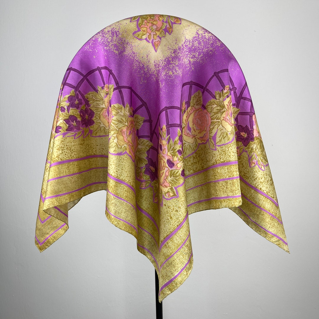 THAI BATIK SCARF Stunning Beautiful Florals Motif Batik Vintage Silk ...