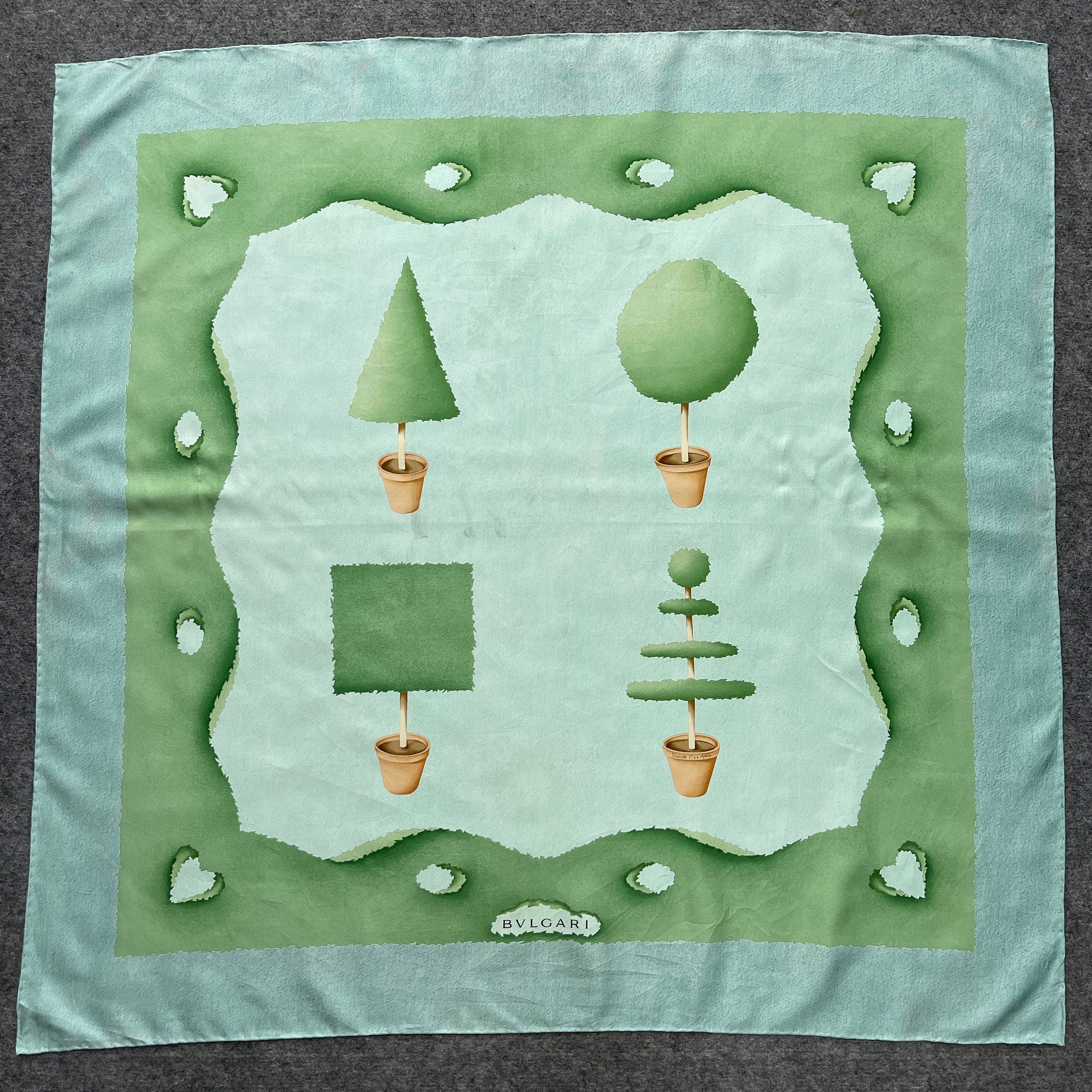 BVLGARI LUXURY SCARF Stunning Plant Tree Design Pure Silk Bvlgari ...