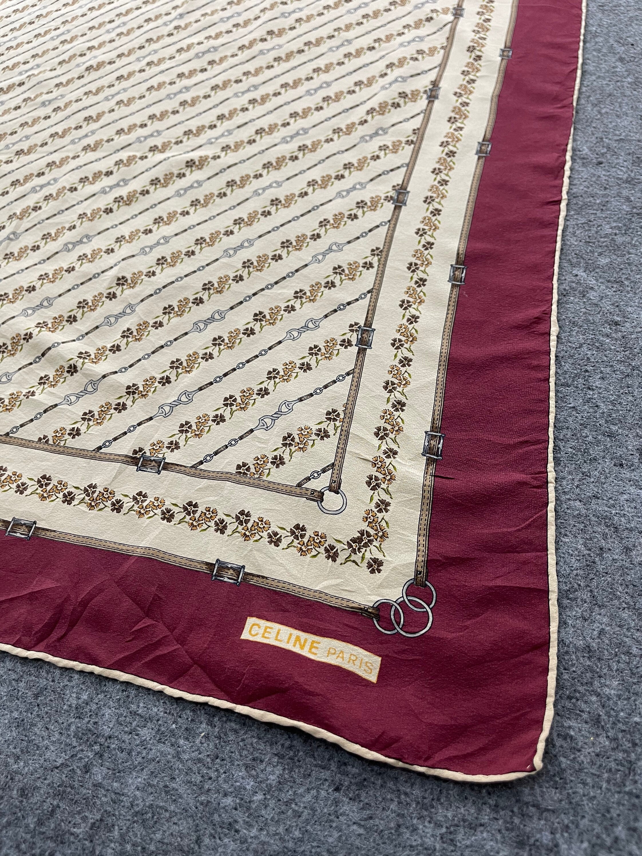 CELINE PARIS SCARF Flower Stripe Design Celine Silk Scarves Vintage ...