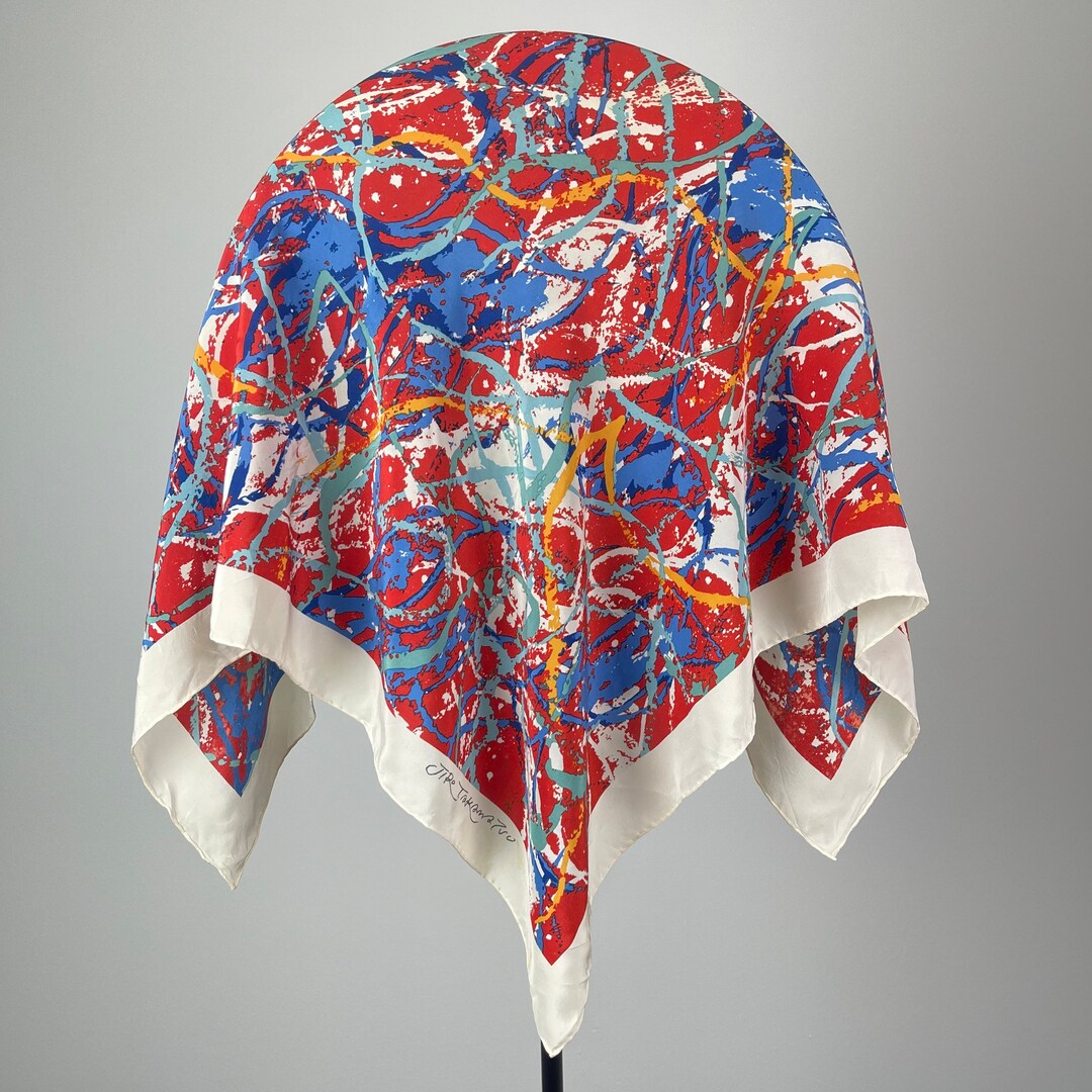 JIRO TAKAMATSU SCARF Japanese Designer Silk Scarves Abstract Design ...