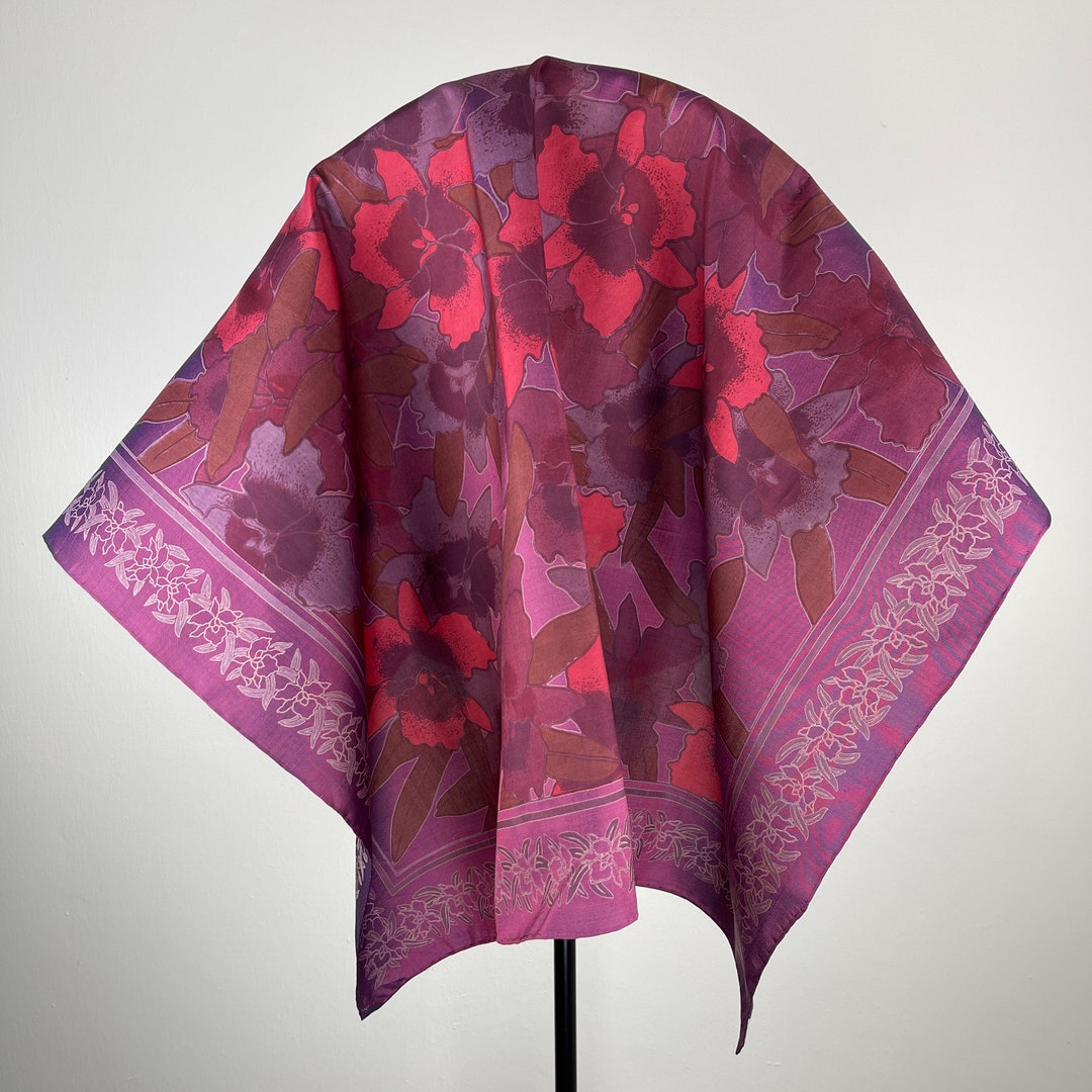 THAI BATIK SCARF Stunning Beautiful Florals Motif Batik Vintage Silk ...