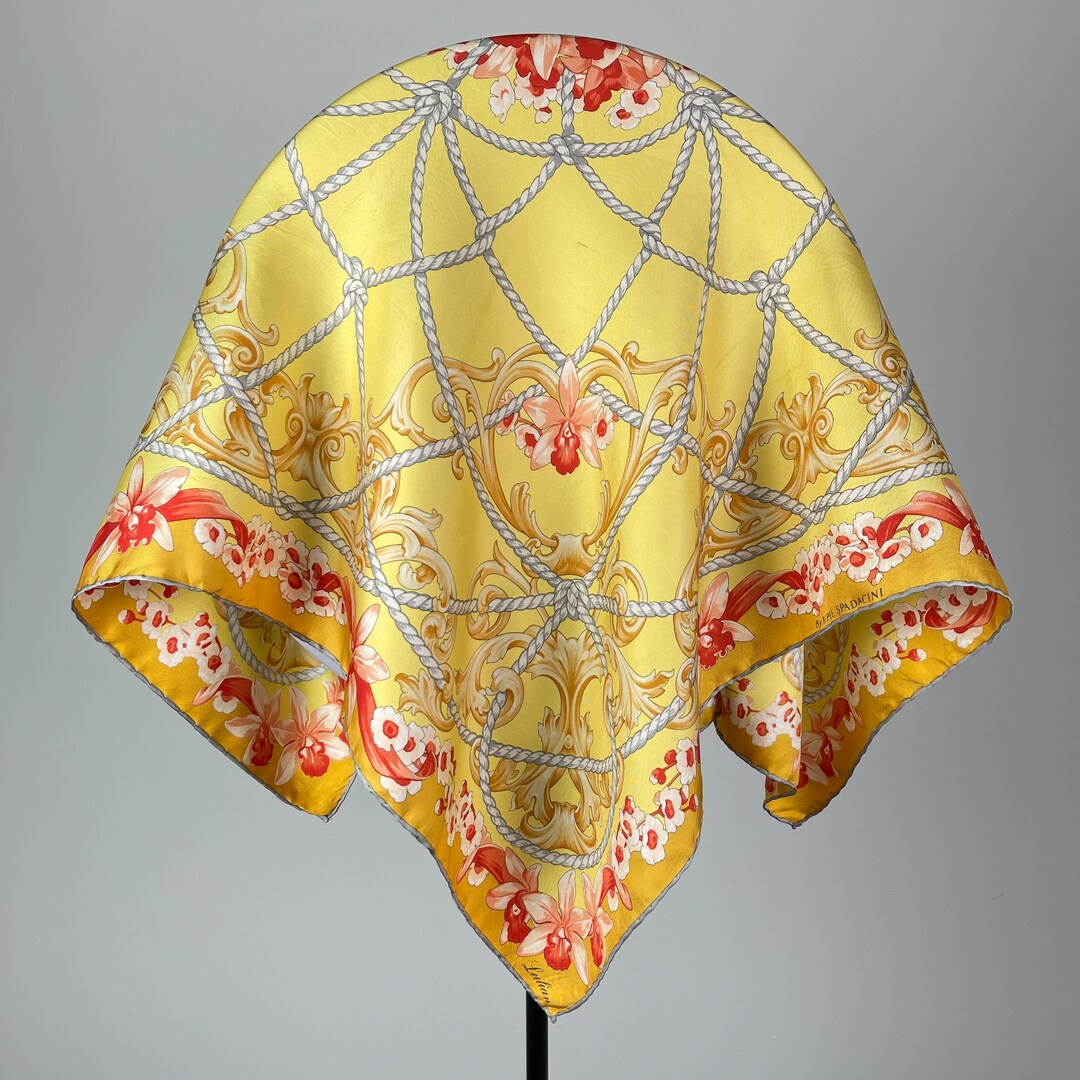 LEILIAN SCARF by Beppe Spadacini Silk Scarves Classic Luxury Design Women Silk Shawl Yellow ...