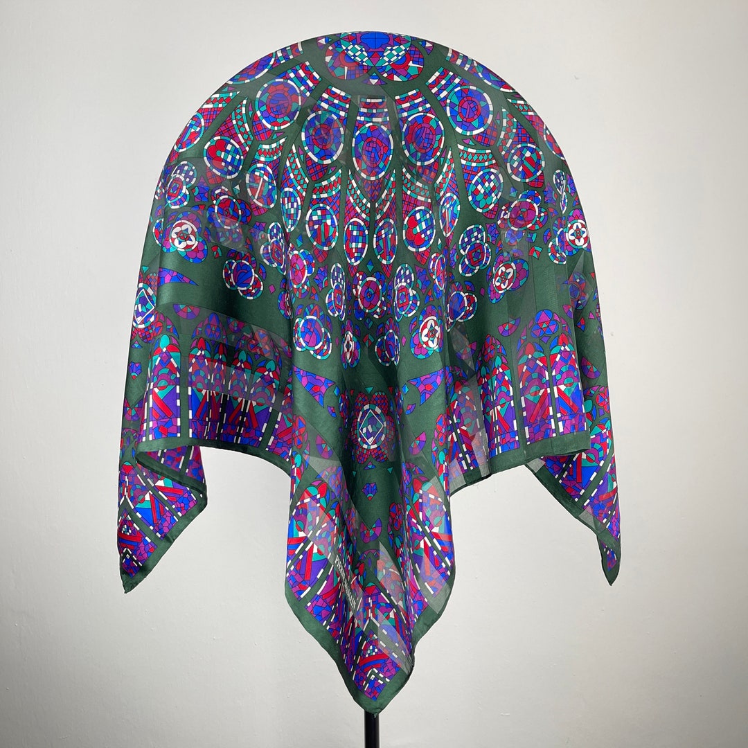 PIERRE BALMAIN SCARF Stunning Classic Florals Stripe Pattern Abstract ...