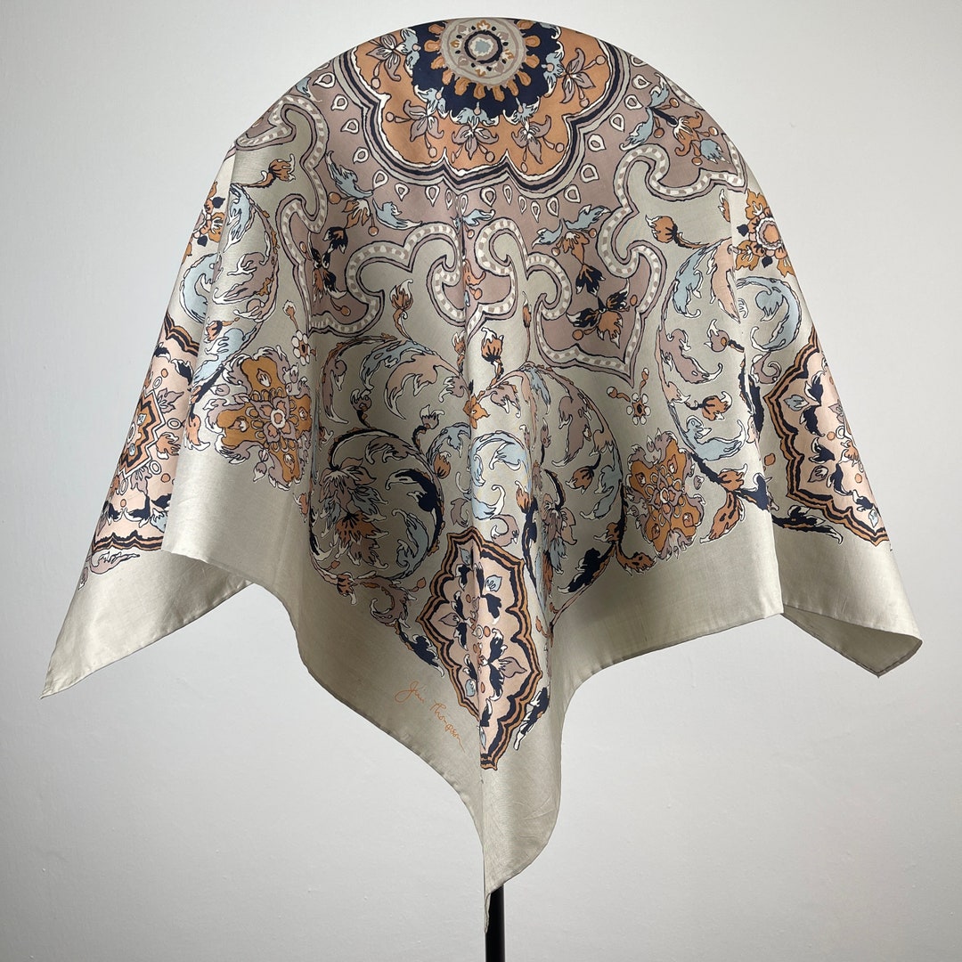 JIM THOMPSON SCARF Stunning Floral and Paisley Batik Motif Design ...