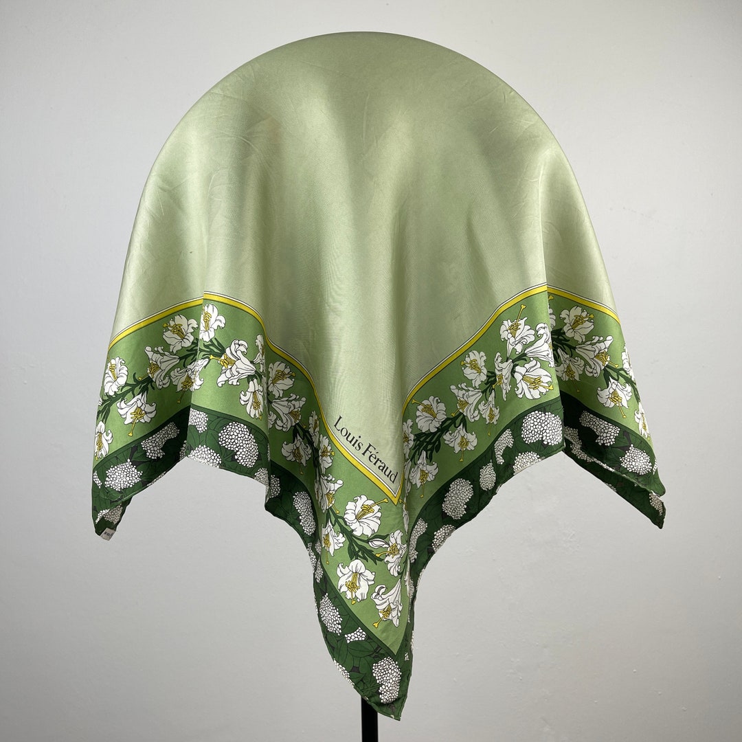LOUIS FERAUD SCARF Stunning Vintage Florals Design Women Silky Scarves ...