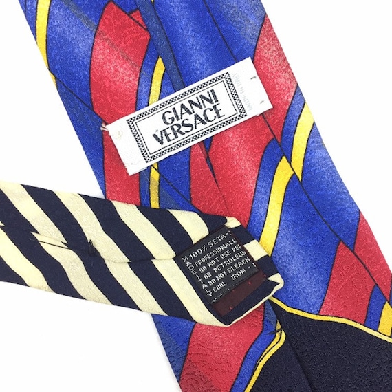 GIANNI VERSACE TIE pure silk rare flag wave design al… - Gem