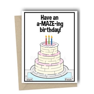 Maze Birthday Card Puzzle Birthday Card Puns Handmade Kids | Etsy