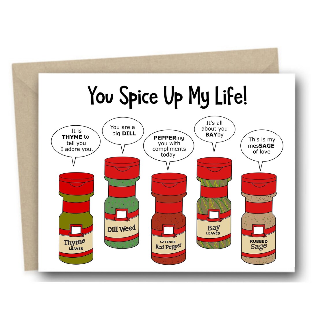 Spices Valentine Spice Card Chef Cook Puns Greeting Card Punny Food ...