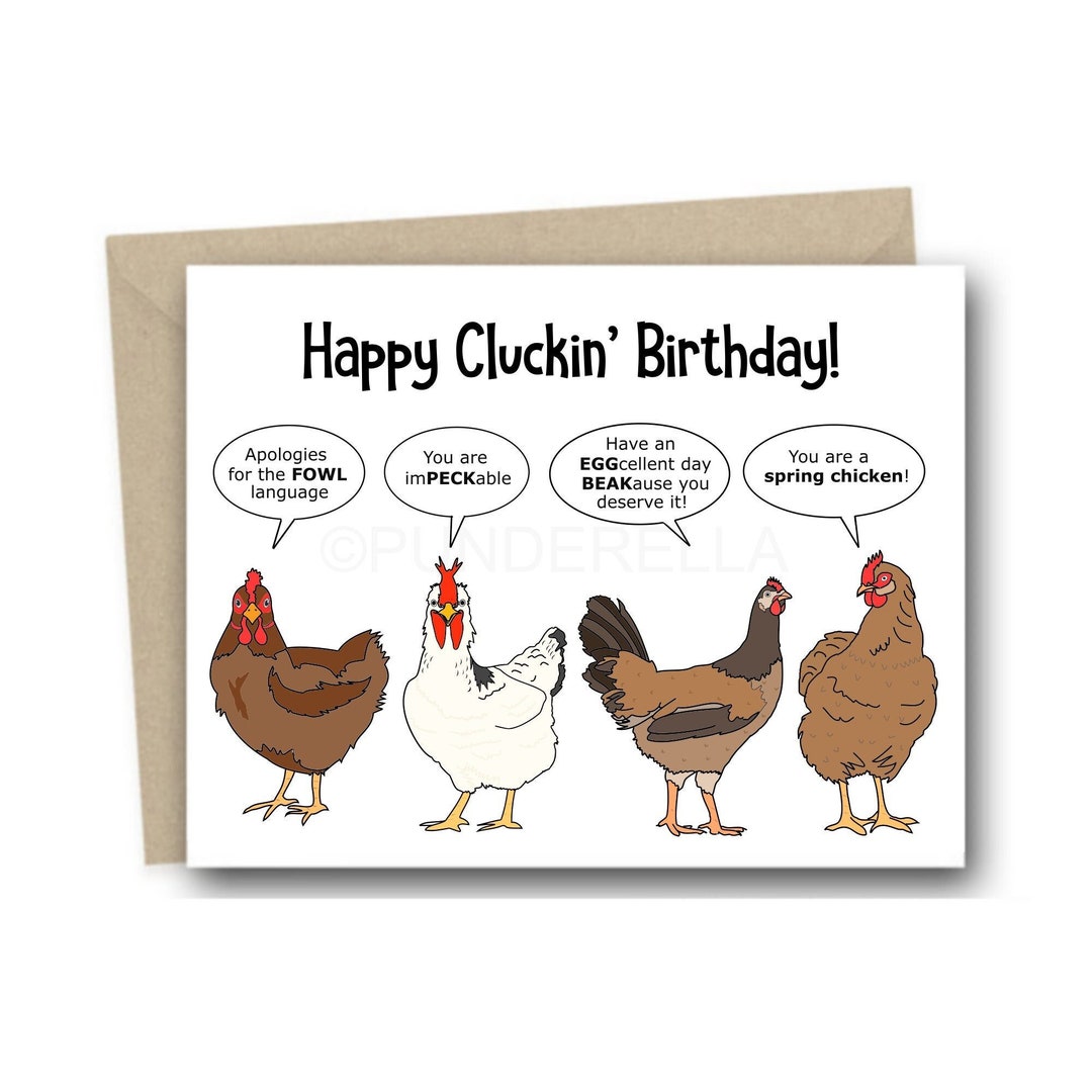 Chicken Birthday Card Puns Chick Punny Hen Pun Greeting Card - Etsy