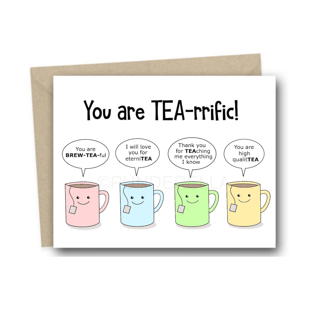 Tea Lover Birthday Card Pun Puns Punny Teacup - Etsy