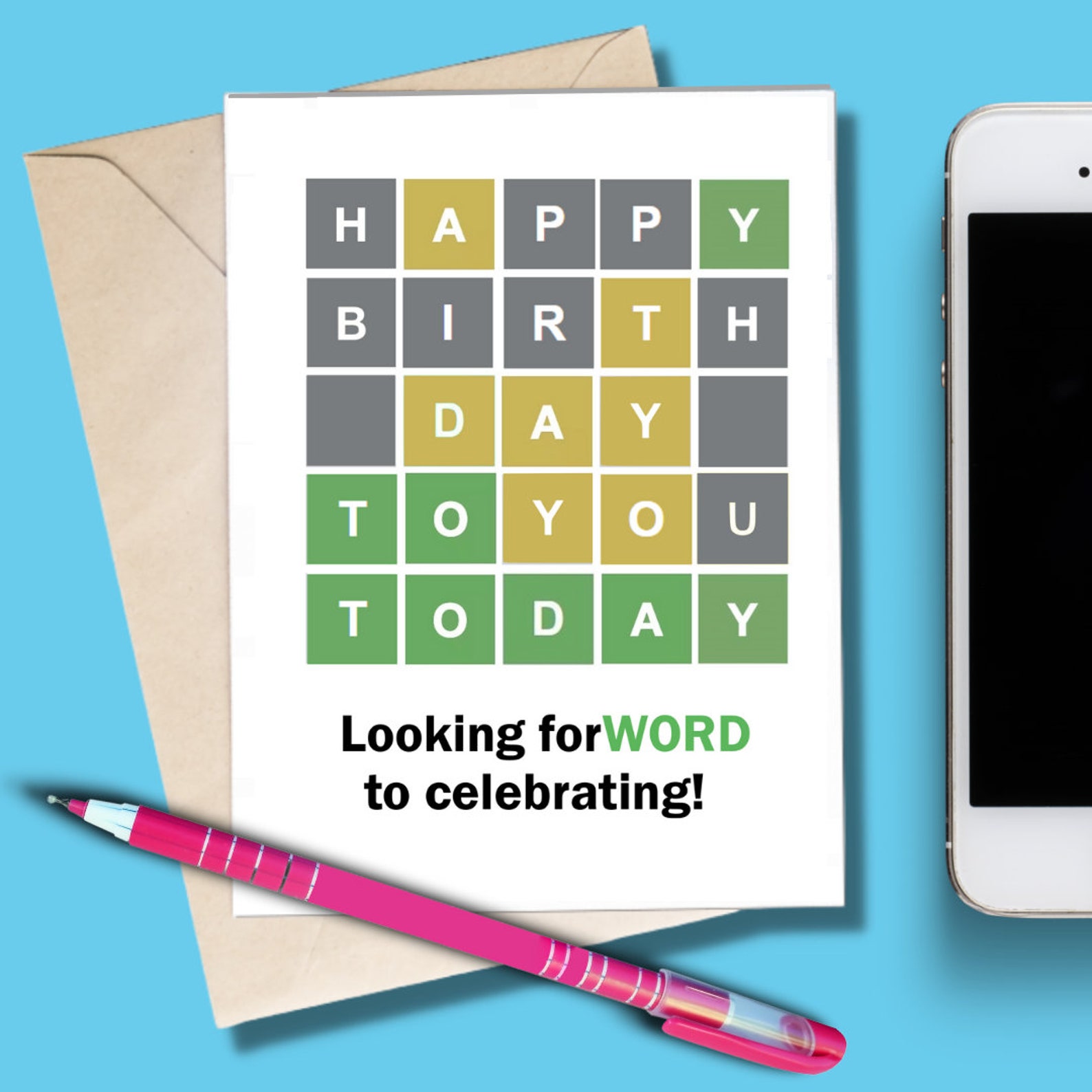 Word Puzzle Birthday Card Happy Birthday Card Word Problem - Etsy