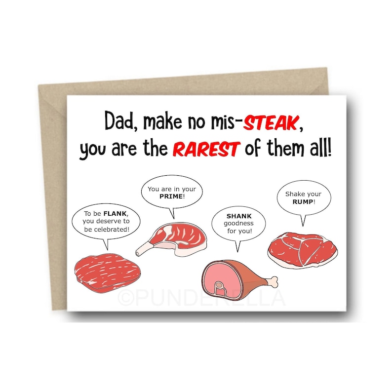 Father's Day Card Steak Chef Barbecue Dad Cook Puns Birthday Card Punny ...