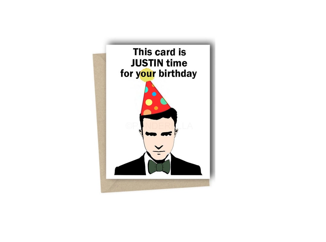 Justin Birthday Card - 90s Pop Music Card - Etsy