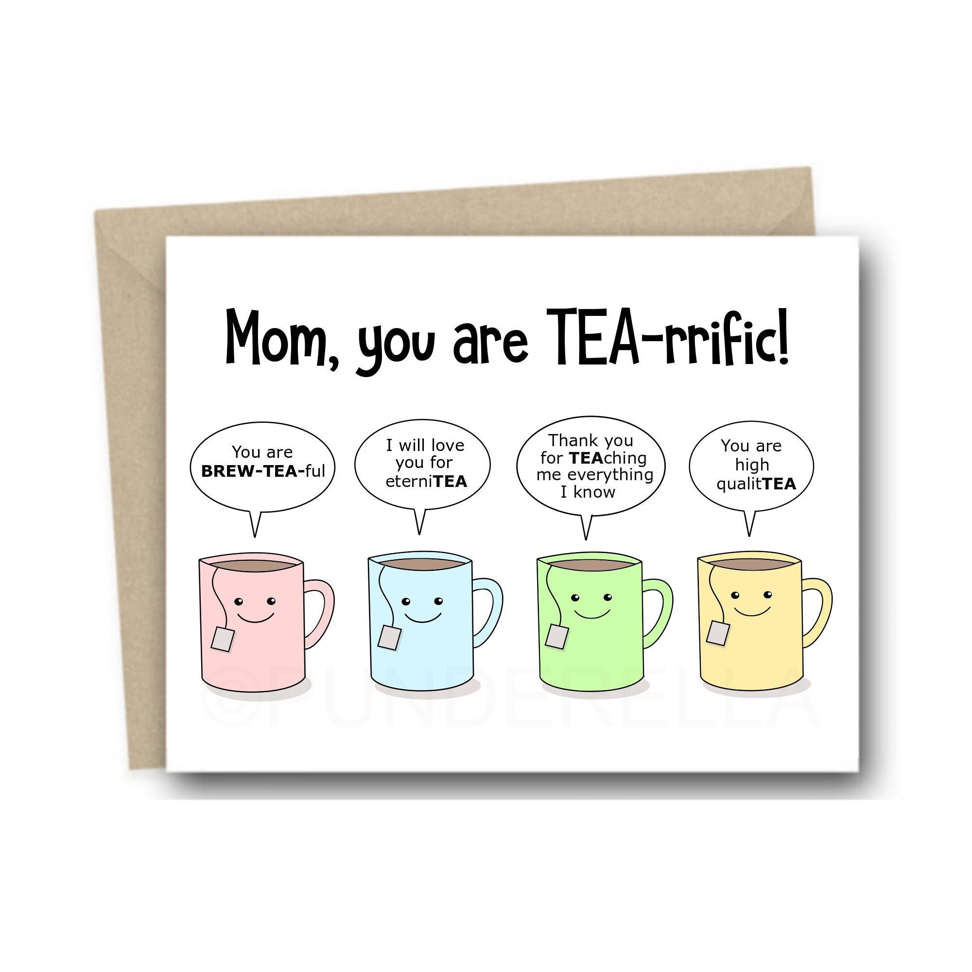 Tea Mom Birthday Card - Mom Puns Punny Birthday Card for Mom - Etsy
