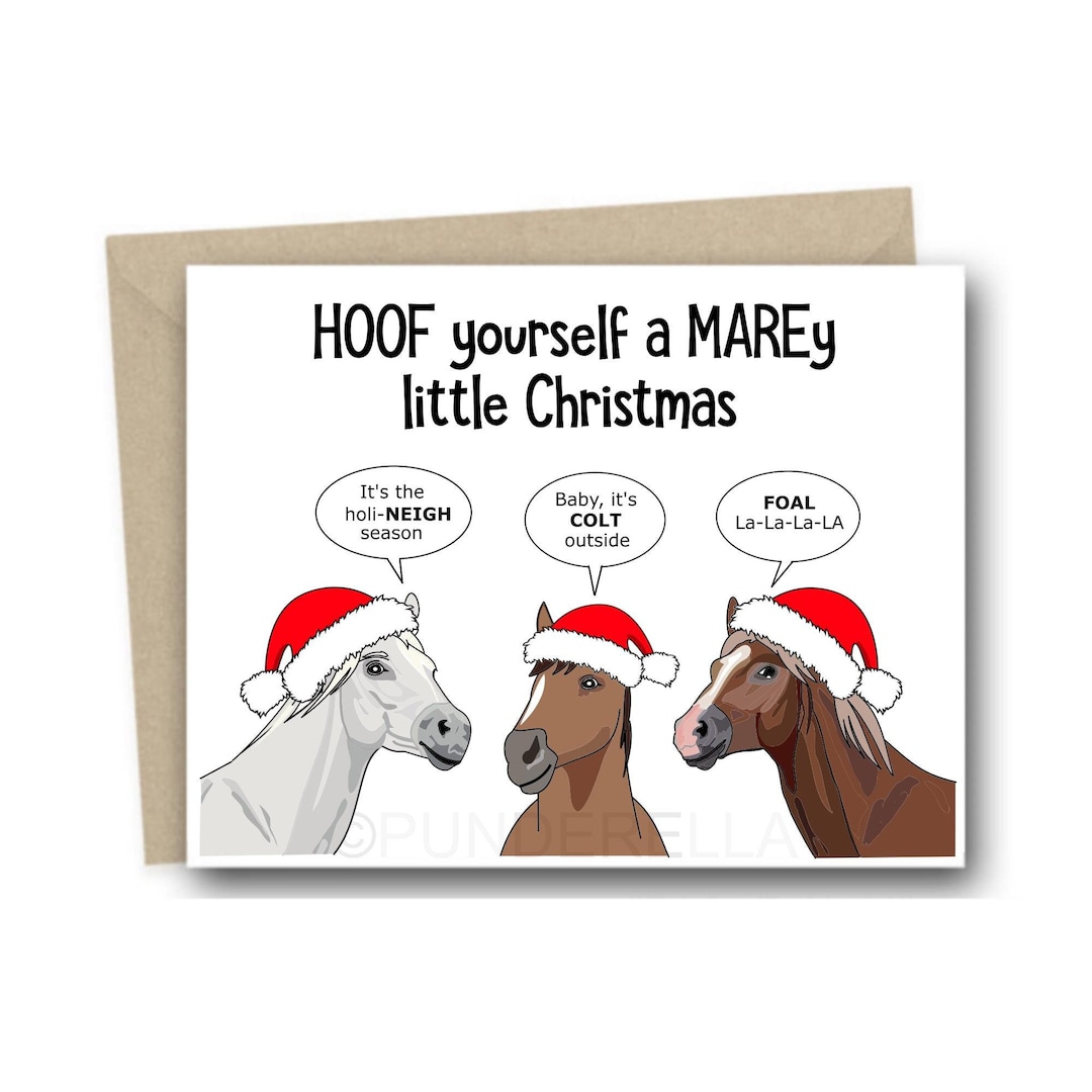 Horse Christmas Card Pony Holiday Pun Greeting Card Horses Equestrian ...