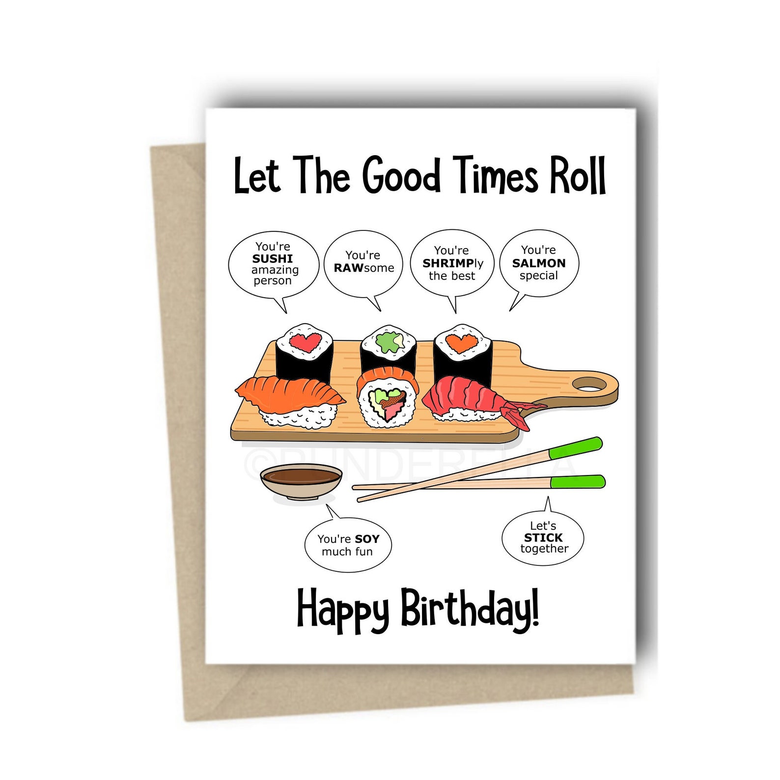 Sushi Birthday Card Cute Greeting Card Punny Puns Maki Sashimi Roll - Etsy