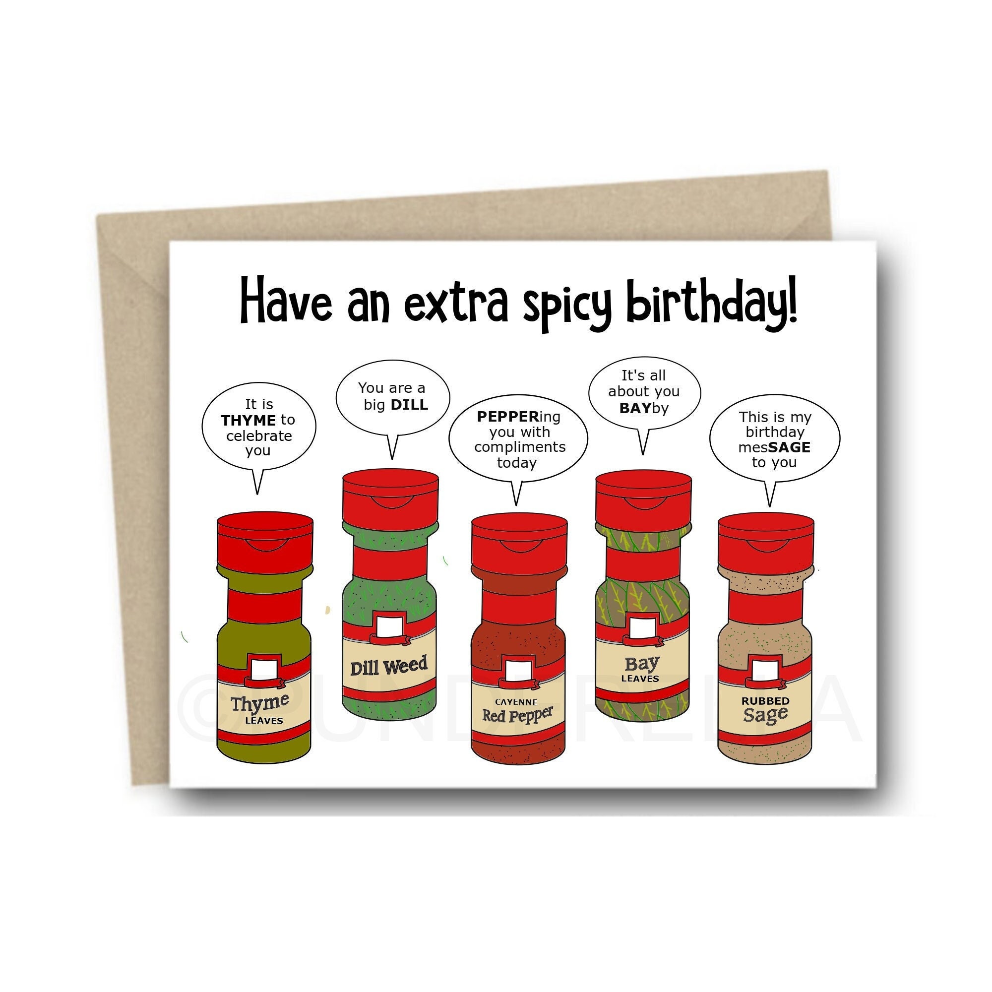 Extra Spicy Birthday Card Spices Chef Cook Puns Greeting Card Punny ...