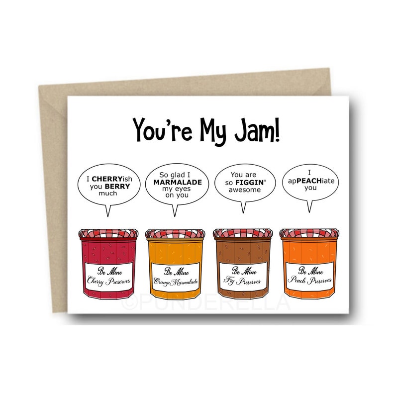 You Are My Jam Love Card Puns Valentine Birthday Cute Anniversary ...
