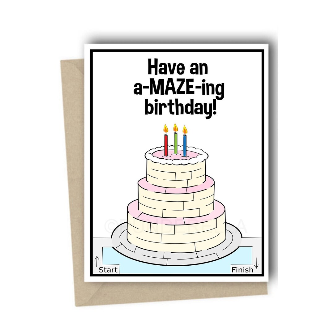 Maze Birthday Card - Puzzle Birthday Card Puns Handmade Kids Birthday ...