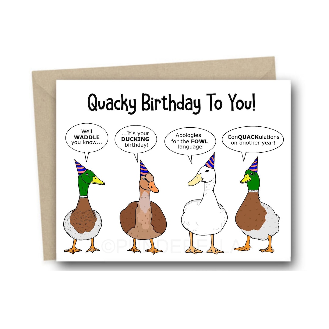 Duck Birthday Card Puns Ducks Punny Mallard Pun Greeting Card Etsy