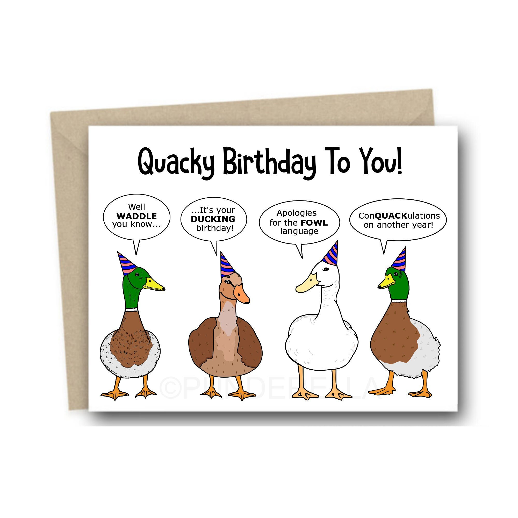 Duck Birthday Card for Duck Lovers or Duck Hunters - Puns Ducks Punny ...